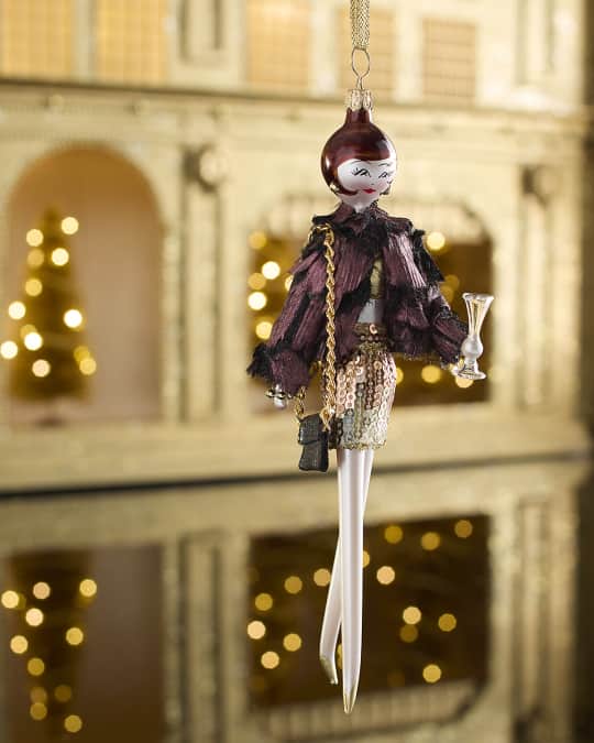 De Carlini Fashionista in Textured Jacket with Glass Christmas Ornament ...