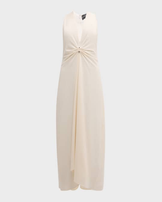 Brandon Maxwell The Banks Deep-V Maxi Dress | Neiman Marcus