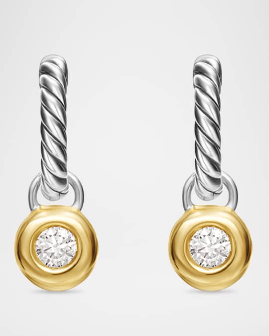 David Yurman Petite Modern Cable Huggie Drop Earrings with Diamonds in ...