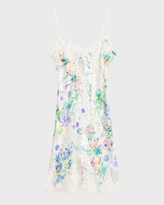 Lise Charmel Baisers Legers Floral-Print Lace-Trim Nightie | Neiman Marcus