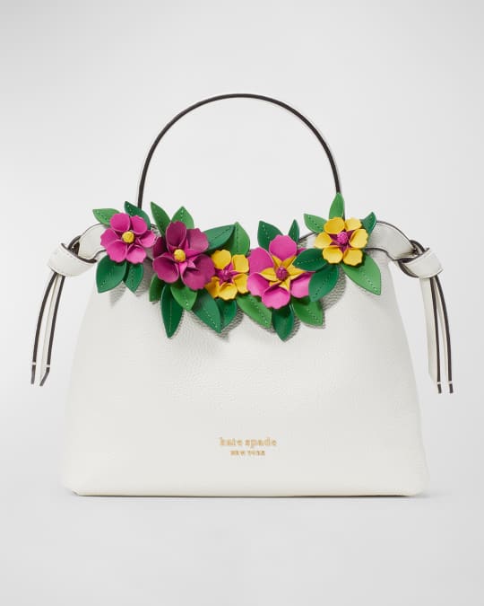 kate spade new york knott floral pebbled leather top-handle bag ...