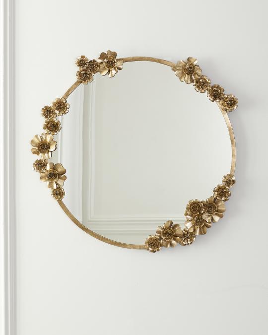 Neiman Marcus Round Floral Mirror | Neiman Marcus