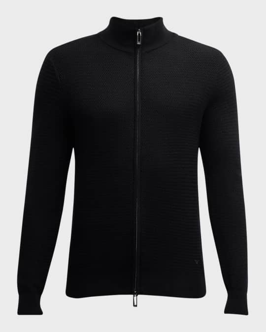 Emporio Armani Men's Textured Full-Zip Sweater | Neiman Marcus