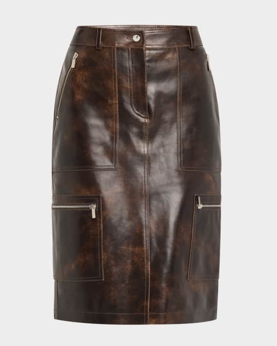 Michael Kors Collection Leather Cargo Pencil Skirt | Neiman Marcus