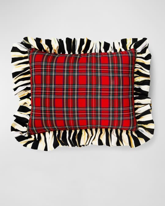 MacKenzie-Childs Tartan Stripe Ruffle Lumbar Pillow | Neiman Marcus