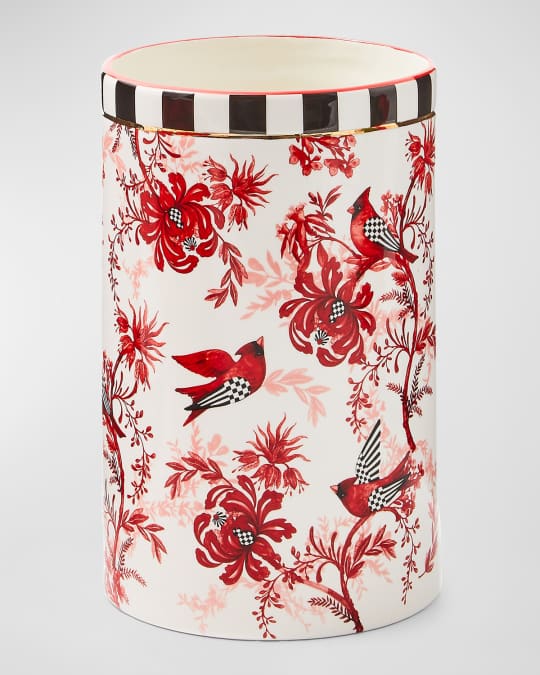 MacKenzie-Childs Cardinal Toile Short Vase, 8.9" | Neiman Marcus