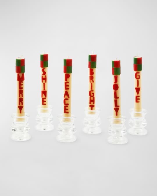 MacKenzie-Childs Merry Bright Mini Dinner Candles, Set of 6 | Neiman Marcus