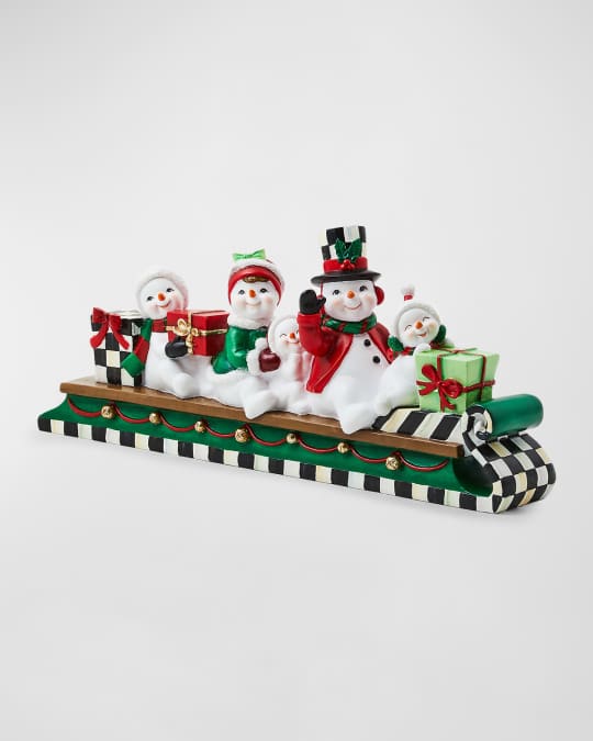 MacKenzie-Childs Cozy Christmas Snowmen Family Sledding Figurine ...
