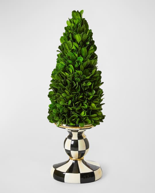 MacKenzie-Childs Courtly Check Small Pedestal Boxwood Christmas Tree ...