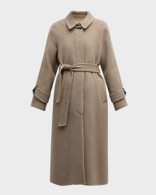 Brunello Cucinelli Cashmere and Wool Belted Herringbone Coat | Neiman ...
