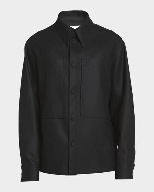 Jil Sander Men's Boxy Wool Button-Down Shirt | Neiman Marcus