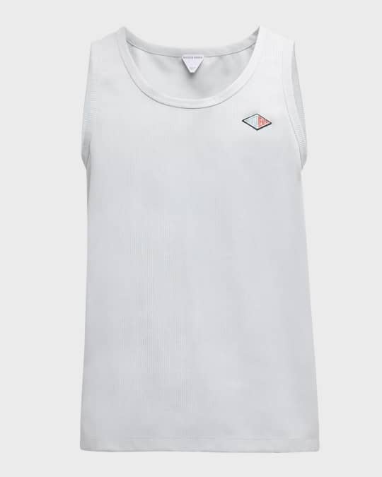 Bottega Veneta Men's Embossed Jersey Rib Leather Tank Top | Neiman Marcus