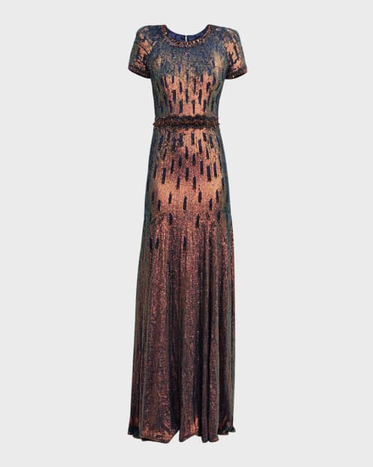 Jenny Packham Greta Sequin and Rhinestone Embellished Gown | Neiman Marcus