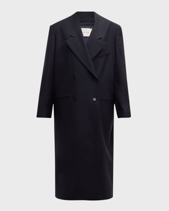 THE ROW Indra Double-Breasted Long Wool Coat | Neiman Marcus