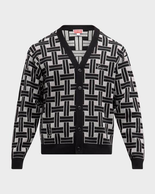 Kenzo Men's Two-Tone Weave Cardigan | Neiman Marcus