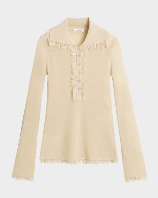 By Malene Birger Dreele Fringe-Trim Knit Sweater | Neiman Marcus