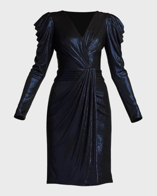 Tadashi Shoji Pleated Bodycon Metallic Jersey Dress | Neiman Marcus