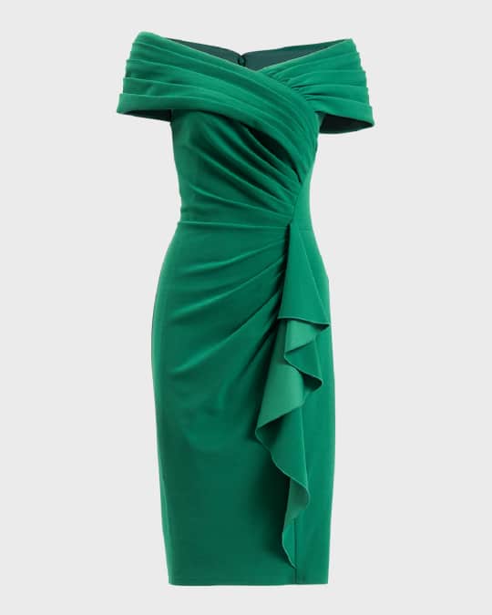 Tadashi Shoji Pleated Bodycon Ruffle Dress | Neiman Marcus
