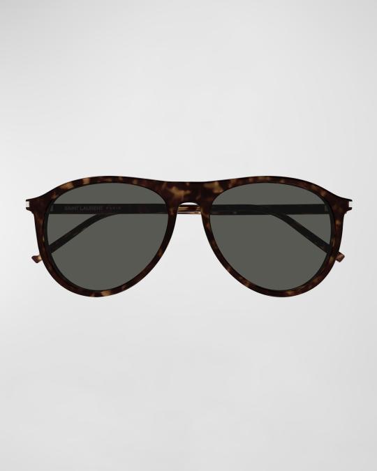 Saint Laurent Thin Acetate Aviator Sunglasses | Neiman Marcus