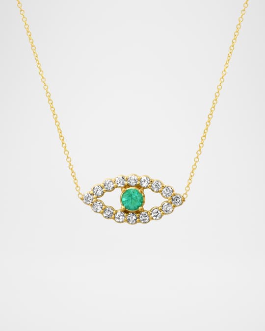 Jennifer Meyer 18K Yellow Gold Medium Open Evil Eye Necklace with ...