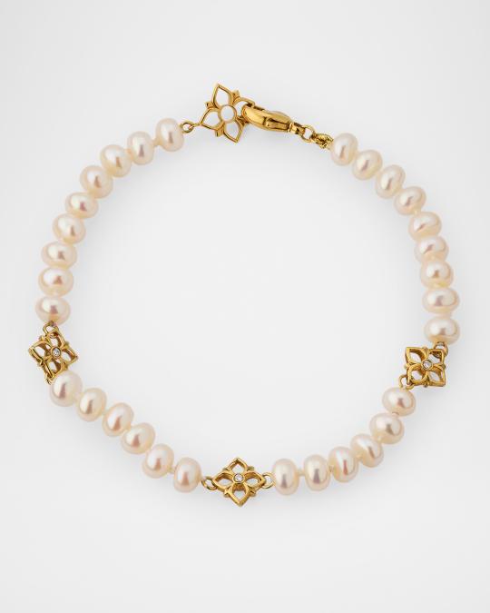 Stephen Dweck White Pearl and Diamond Bracelet in 18K Gold | Neiman Marcus