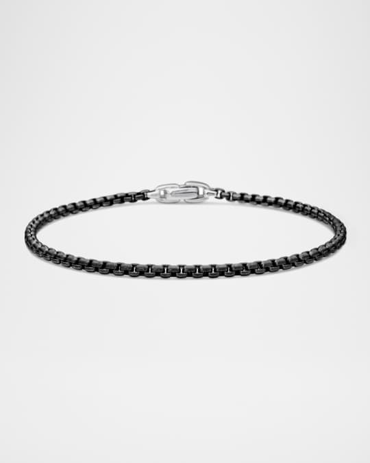 Men's Box Chain Bracelet Darkened Stainless Steel, 2.7mm | Neiman Marcus