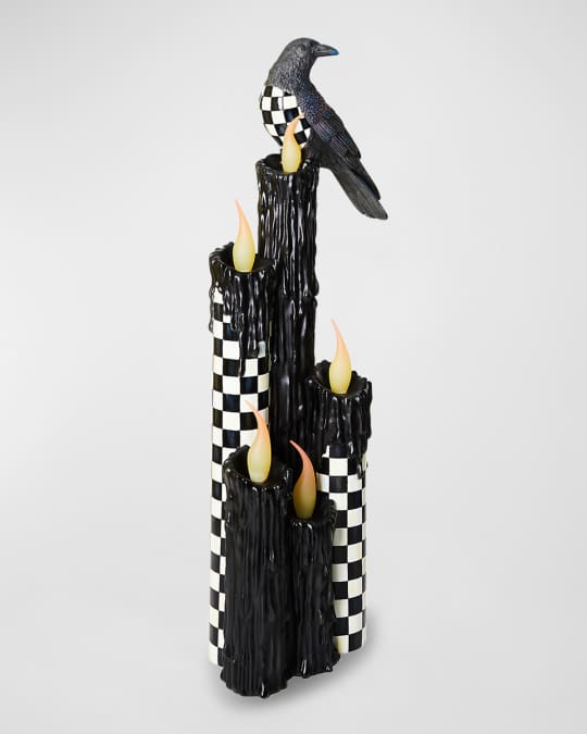 MacKenzie-Childs Courtly Check Jumbo Melting Candle Cluster with Crow ...