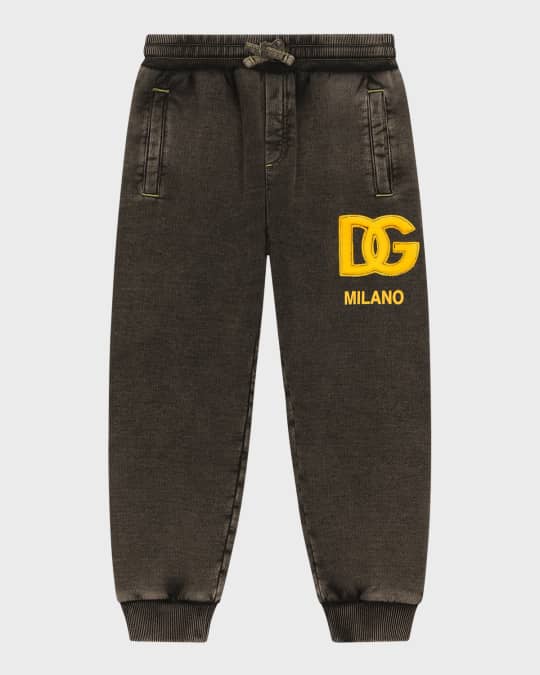 Dolce&Gabbana Boy's Embroidered Interlocked Logo-Print Joggers, Size 4 ...