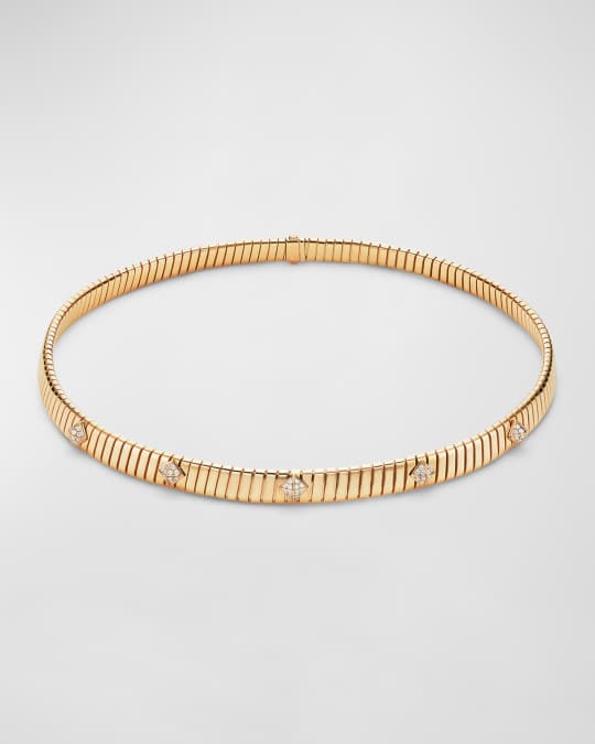 BVLGARI 18K Yellow Gold Tubogas Diamond Choker Necklace | Neiman Marcus