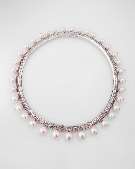 Sorellina Platinum Pearl, Garnet, and Diamond Necklace | Neiman Marcus