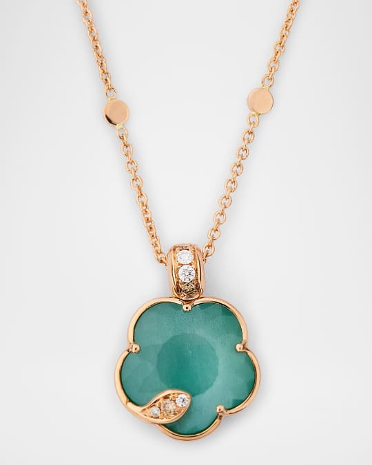 Pasquale Bruni Ton Joli 18K Rose Gold Diamond Necklace with Green Agate ...