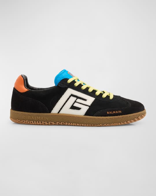 Balmain Men's Swan Mixed Leather Sneakers | Neiman Marcus