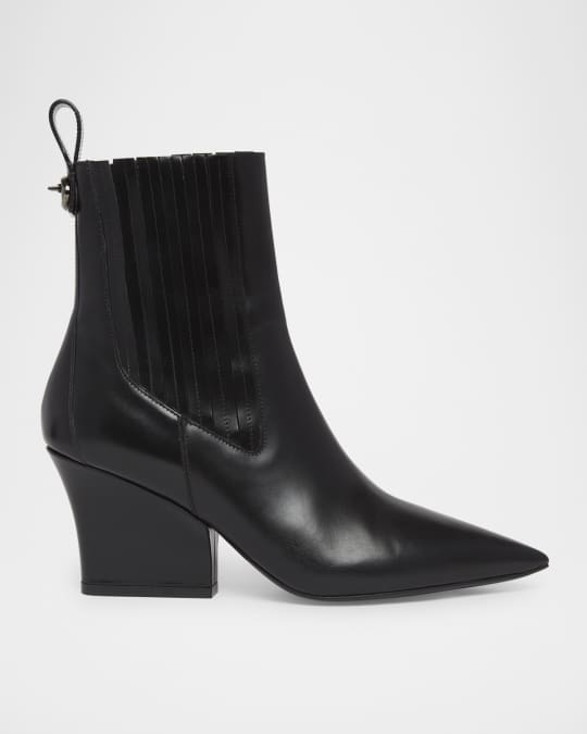 Valentino Garavani Lockette Leather Beatle Booties | Neiman Marcus
