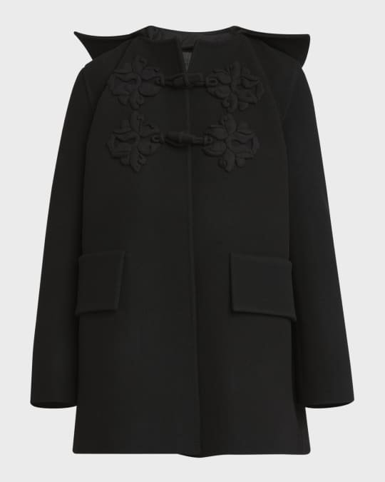 Valentino Garavani Montgomery Alamari Embroidered Wool Coat With ...