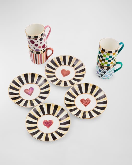 MacKenzie-Childs Sweetheart Espresso Cup Saucer, Set of 4 | Neiman Marcus