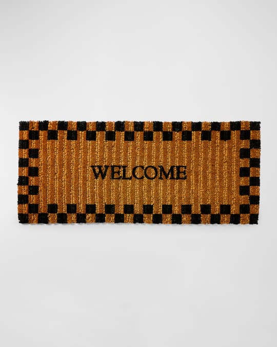 MacKenzie-Childs Welcome Checked Double Door Entrance Mat, 2' x 5 ...
