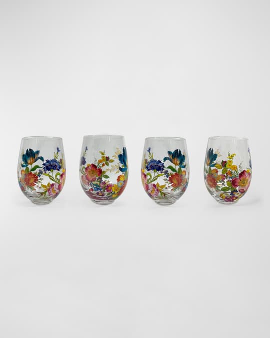 MacKenzie-Childs Flower Market Stemless Wine Glass, Set of 4 | Neiman ...