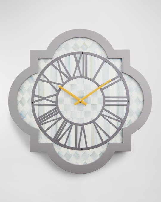 MacKenzie-Childs Sterling Check Tile Wall Clock | Neiman Marcus