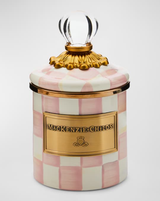 MacKenzie-Childs Rosy Check Enamel Canister, Mini | Neiman Marcus
