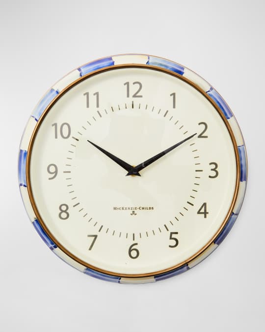 MacKenzie-Childs Royal Check School Wall Clock | Neiman Marcus