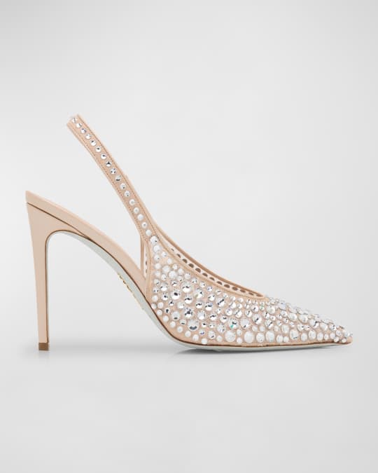 Rene Caovilla Crystal Mesh Slingback Cocktail Pumps | Neiman Marcus