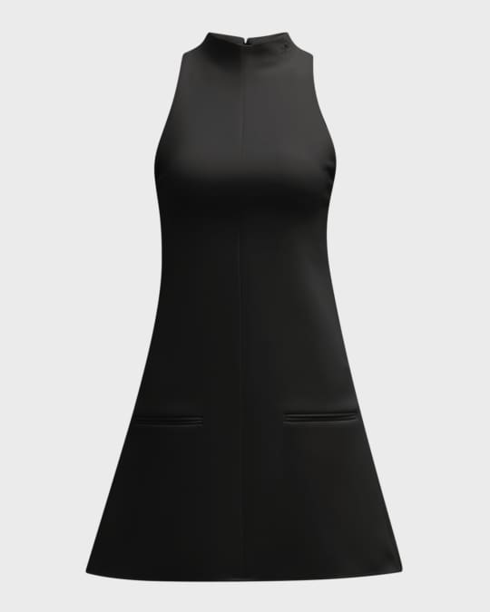 Courreges 2-Pocket Sleeveless Twill A-Line Mini Dress | Neiman Marcus