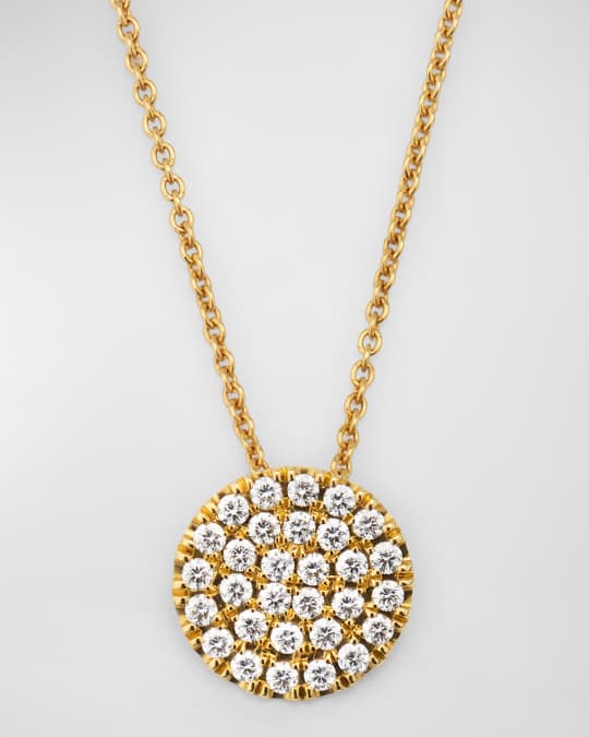 Lisa Nik Sparkle 18K Yellow Gold Petite Diamond Disc Pendant Necklace ...