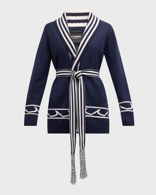 Le Superbe White Cap Cashmere-Blend Boyfriend Cardigan | Neiman Marcus