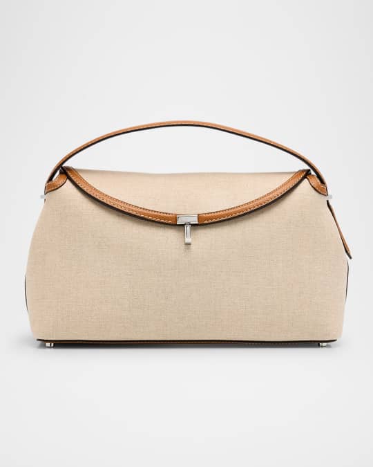 Toteme T-Lock Canvas Top-Handle Bag | Neiman Marcus