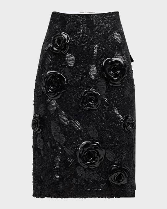 Des Phemmes Sequined Floral Pencil Skirt | Neiman Marcus