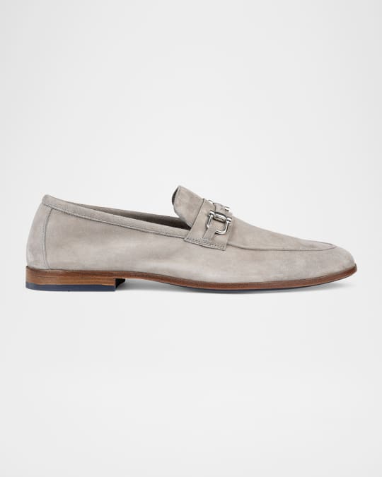 Donald Pliner Men's Suede Metal Bit Loafers | Neiman Marcus