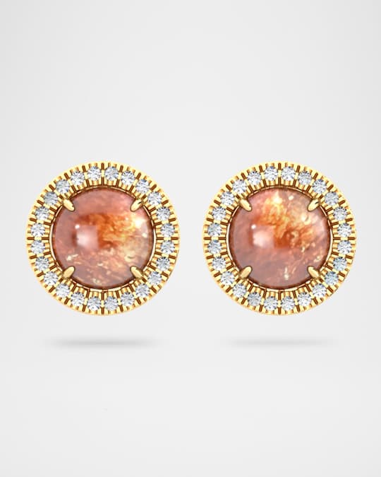 Jamie Turner 18K Gold Aurora Stud Earrings with Sunstone and Diamonds ...