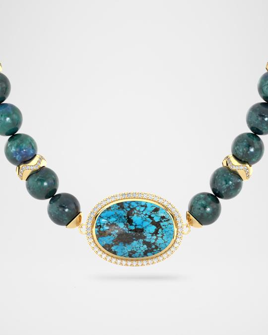 Jamie Turner Sonora Chrysocolla Bead Necklace with Turquoise Clasp ...