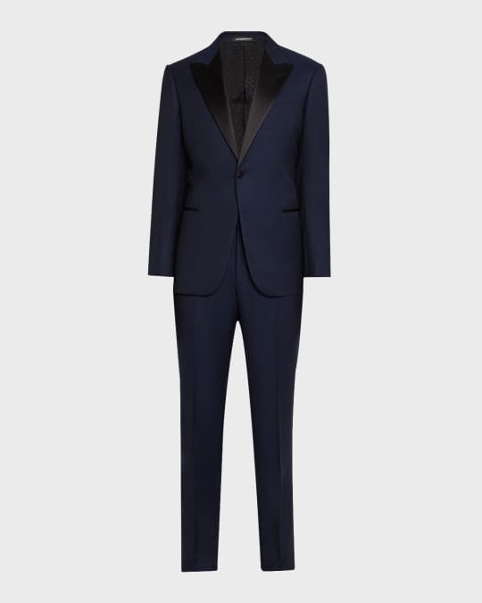 Emporio Armani Men's Patterned Wool Peak Tuxedo | Neiman Marcus